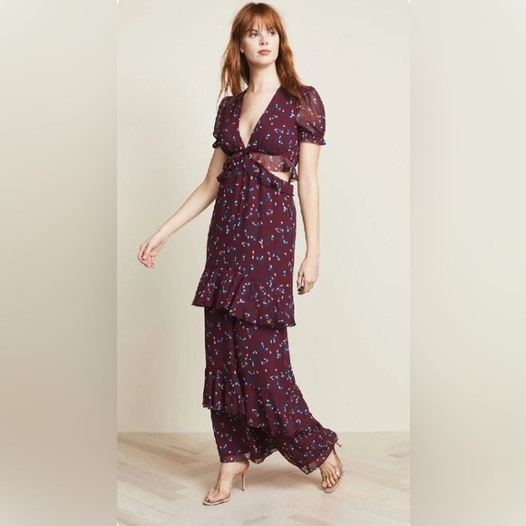 Wayf | Dresses | Wayf Maroon Maxi Cut Out Dress | Poshmark